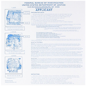 Federal Bureau of Investigation CS-10PK Fingerprint Cards, Applicant Fd-258, Pack of 10