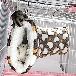 LEFTSTARER Guinea Pig Accessories Sugar Glider Cage Accessories Hamster Rat Toys Ferret Hammock Hanging Tunnel for Small Animals （Heart-Brown）