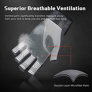 RUNCL Fingerless Gloves RAGUEL, Fishing Gloves, Sun Gloves - UPF 50+ Sun Protection, Microfiber-Tech Safeguard, Half-Finger Style, Breathable Ventilation - Kayaking, Cycling, Gardening (Gray, XXL)