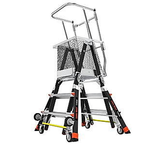 Little Giant, 18503-240, Adj. Cage Platform Ladder, 5 Ft., Fbrglss