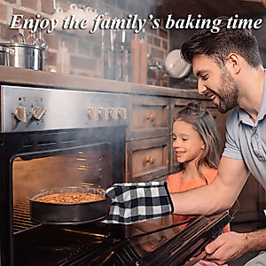 Oven Mitts and Pot Holders Set, Heat Resistant Long BBQ Gloves with Non-Slip Surface for Safe Kitchen Cooking Baking Grilling (Black)