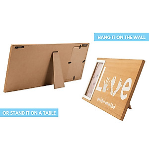 Baby Footprint & Handprint Photo Frame Kit | Capture Unforgettable Moments! Includes White Paint and Paint Tray | Newborn Keepsake Frame | Hand & Foot Impression (17 x 7 Inches