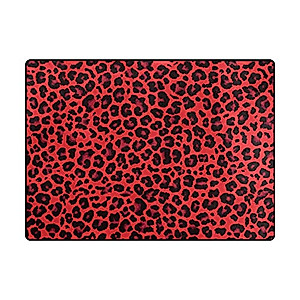 ALAZA Red Leopard Print Cheetah Area Rug Rugs, Floor Mat for Living Room Bedroom, Soft Carpet for Dorm Nursery Girls Boys Room 7'X5'