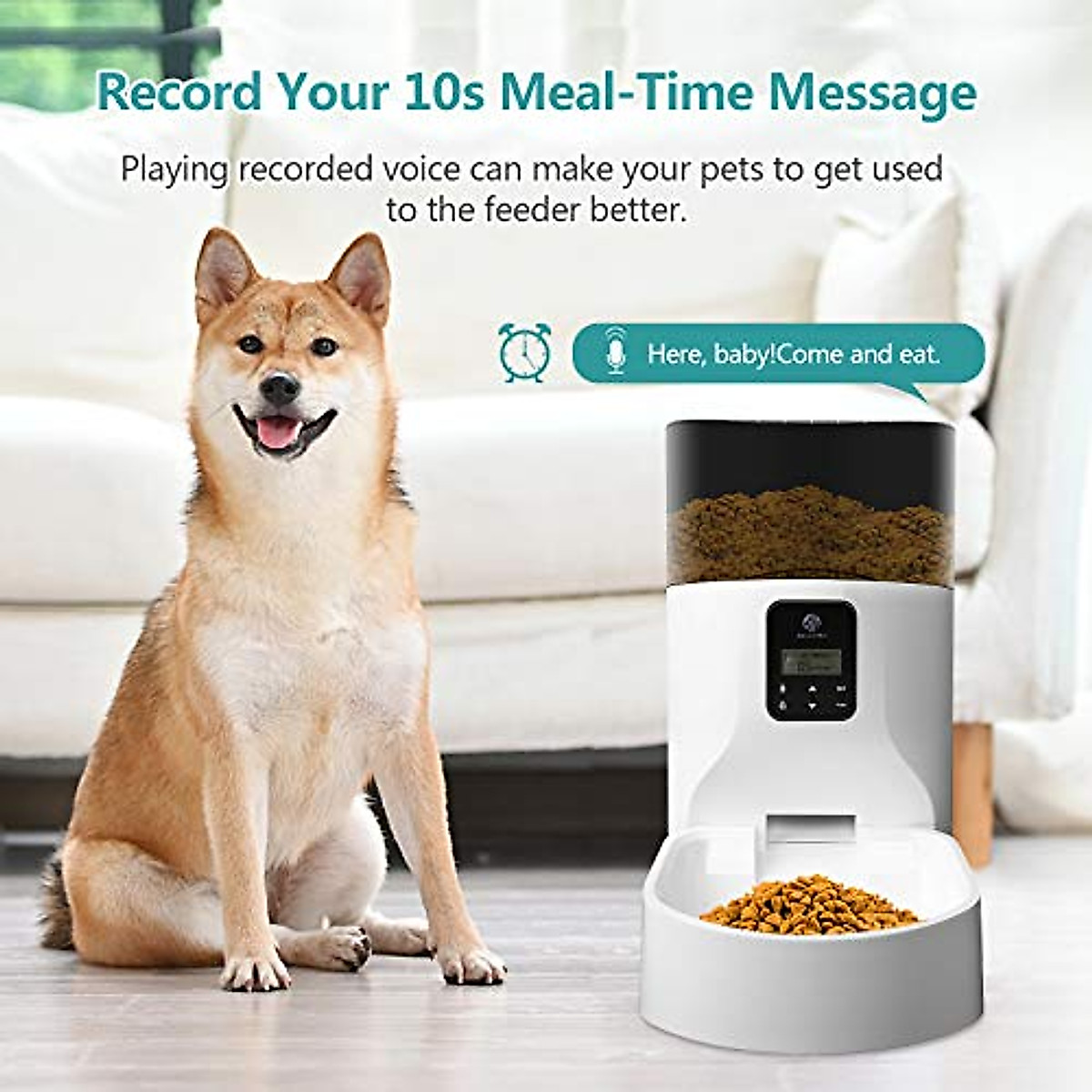 Automatic Cat Feeder, 7L Food Dispenser for Cats and Dogs, Portion Control, Voice Recorder, Programmable Timer for up to 4 Meals per Day