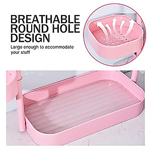 KINGRACK 3 Tier Bathroom Counter Organizer Rotatable, Metal Makeup Cosmetic Storage Holder, Standing Storage Rack, Vanity Trays Countertop Organizer for Perfume Skincare Supplies and Decor, Pink