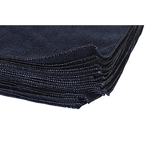 Eurow Microfiber Premium 350GSM Cleaning Towels, 12" by 12", Black, 25 Pack