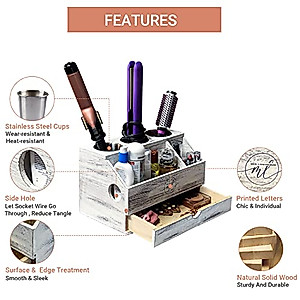 ML hair appliance organizer wall mount hair tool organizer, hair dryer holder countertop, curling iron holder wall mount, hair dryer and straightener holder, wall mount hair dryer, straightener holder