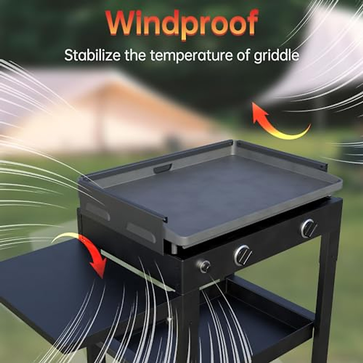 Wind Screen for Blackstone 17 Inch Griddle,Waterproof Wind Guards Blackstone Griddle Accessories,Compatible with Rear Grease Cup, Hood and Side Shelf