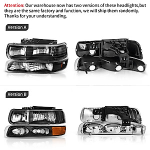 AUTOSAVER88 Headlight Assembly Compatible with 1999-2002 Chevy Silverado 1500 2500/2001-2002 Chevy Silverado 1500HD 2500HD 3500/2000-2006 Tahoe Suburban 1500 2500 Headlamp with Bumper Lights