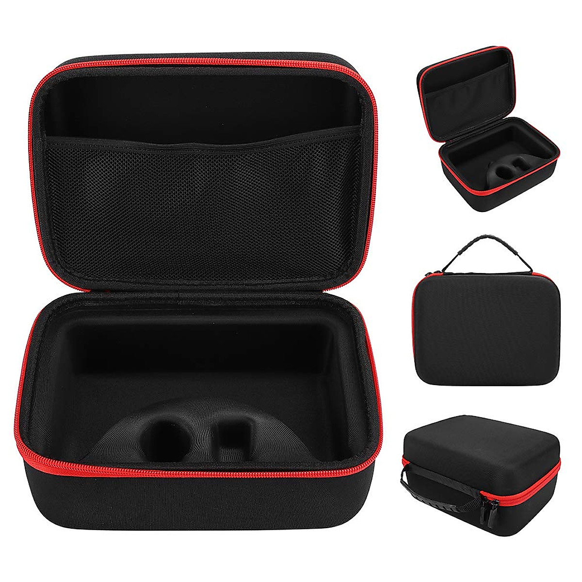 Hopcd VR Gaming Headset Carrying Case Nylon Hard Travel Case for Oculus Go VR Headset Protective/Collection Bag, with A Pocket for VR Controller(Black Red)