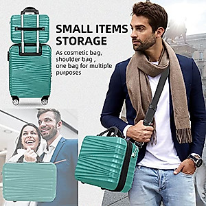 LEAVES KING Luggage 5 Piece Sets, Hard Shell Luggage Set Expandable Carry on Luggage Suitcase with Spinner Wheels Durable Lightweight Travel Set for Men Women(14/18/20/24/28, Green)