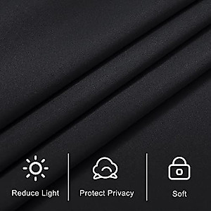 Hiasan French Door Curtains for Small Window, Rod Pocket Short Front Sidelight Curtain, 1 Panel (Black, W 24 inch x L 40 inch)