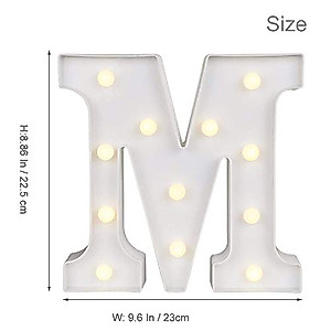 ODISTAR LED Light Up Marquee Letters, Battery Powered Sign Letter 26 Alphabet with Lights for Wedding Engagement Birthday Party Table Decoration bar Christmas Night Home,9’’, White (M)
