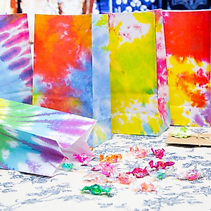 STARRKY 40PCS Party Favor Paper Bags, Tie Dye Gift Bags Camouflage Treat Bags Goody Bags Tie Dye Party Accessories for Party Favors Kids Birthday Party