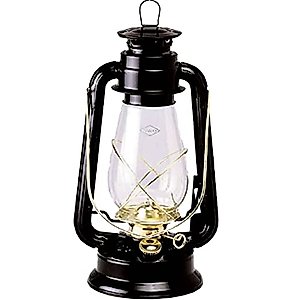 V&O 210-21000 Pathfinder Brass Trim Oil Lantern, Black
