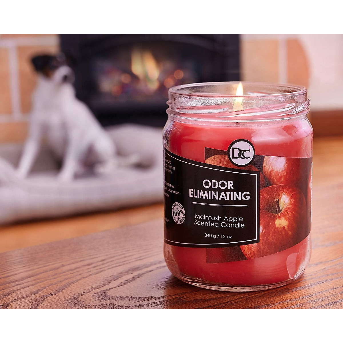 Mcintosh Apple Odor Eliminating Highly Fragranced Candle - Eliminates 95% of Pet, Smoke, Food, and Other Smells Quickly - Up to 80 Hour Burn time - 12 Ounce Premium Soy Blend