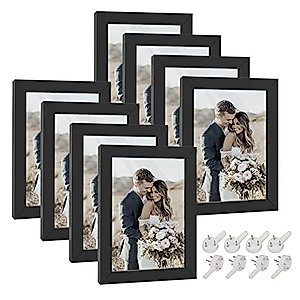 HappyHapi 4x6 Picture Frame,Set of 8 Black Picture Frames, Tabletop or Wall Display Decoration Photo Frame for Photos, Paintings, Landscapes, Posters, Artwork