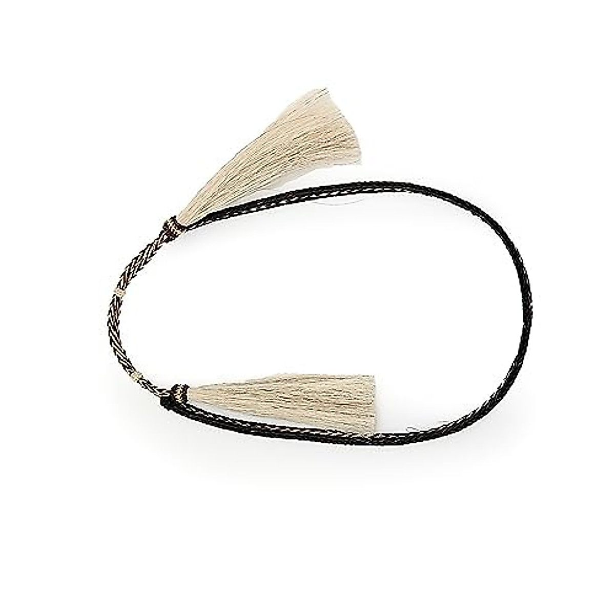 Panama Hat Genuine Horse Hair Double Tail Tassel Hat Band Cowboy Best Western Yellowstone Style - Adjustable Size - Brown and White