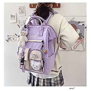 JIELAFIC Kawaii Backpack for School,kawaii Backpack with Kawaii Pin and Accessories Cute Bookbags for Teen Girls (Purple5)