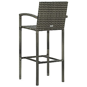 Bar Stools 2 pcs Gray Poly Rattan