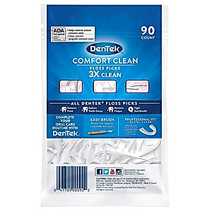 DenTek Comfort Clean Floss Picks for Sensitive Teeth, Soft and Silky Ribbon, 90 Count Each (Pack of 2)