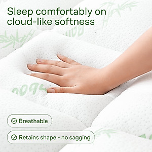 Bamboo Mattress Topper Twin Cooling Breathable Extra Plush Thick Fitted 8-20 Inches Pillow Top Mattress Pad Rayon Cooling Ultra Soft (Bamboo, Twin 39x75 Inches)