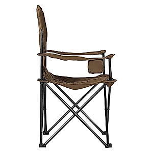 TIMBER RIDGE Collapsible Armrests Cup Holder & Carry Mat & Pet Leash Heavy Duty Foldable Chair for Outdoor Lounge Lawn Beach, Support 300 lbs, Earth Brown