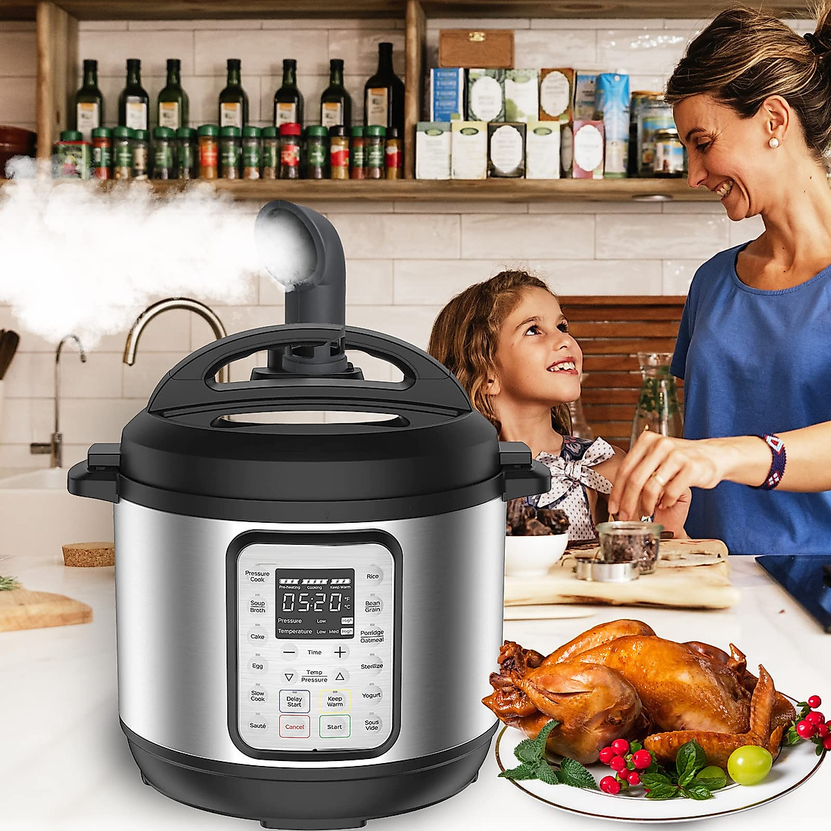 GXF Steam Release Diverter, Silicone Black Steam Diverter Kitchen Accessories for Instant Pot DUO,DUO Plus, Smart Pressure Cooker, Compatible With Mini, 3 Qt 5 Qt 6 Qt 8 Qt Pressure Valve (DUO/Smart)