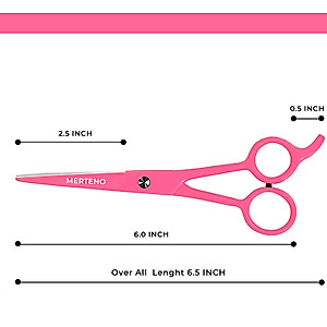 Professional Hair Cutting Scissors 6.5 inch Extremely Very Sharp Right-Hand Razor Edge Barber Scissors for Men and Women, Hair Cutting Shears Made of 420c Stainless Steel (Hot Pink)
