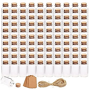 Kingrol 100 Pack 20ml Cork Stoppers Glass Bottles, Wishing Bottles, Mini Storage Bottle for Arts, Crafts, Decoration, Party Favors