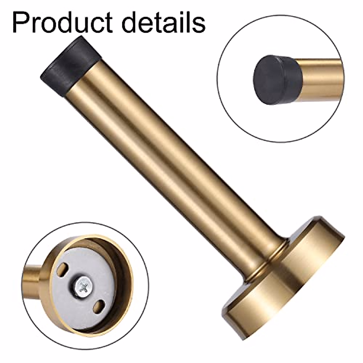 Modern Door Stopper, Stainless Steel Door Stop with Sound Dampening Rubber Bumper Wall Mounted Durable Door Holder with Hardware Screws Brushed Finish 3.7 Inch in Height Door Stops