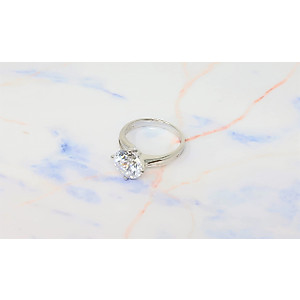 ORO LEONI 925 Sterling Silver Cubic Zirconia 7 Ct Round Solitaire Ring, Size 7