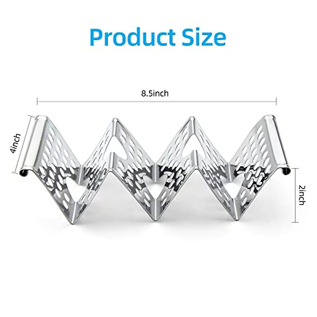 Chbuuero Taco Holders Set of 4, Taco Stand, Stainless Steel Taco Holder, Each Can Hold 3 Tortillas, with Easy-Access Handle, Fits Microwave, Air Fryer and Oven