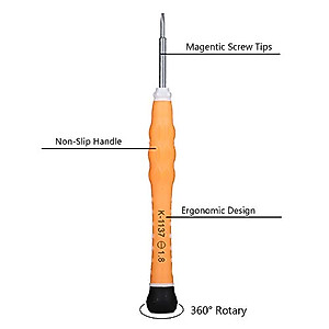 KER Precision Screwdriver Set of 6, Mini Screw Driver Professional Repair Tool Kit for Eyeglass, Glasses, Sunglasses, Electronics, Small Toys, PC, Clock and Watch (yellow)