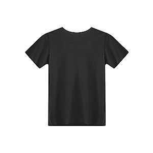 Mufeng Kids Boys Girls Seamless Breathable Short Sleeve T-Shirt Sun Protection Shirt for Sports Workout Exercise Black 9-10 Years