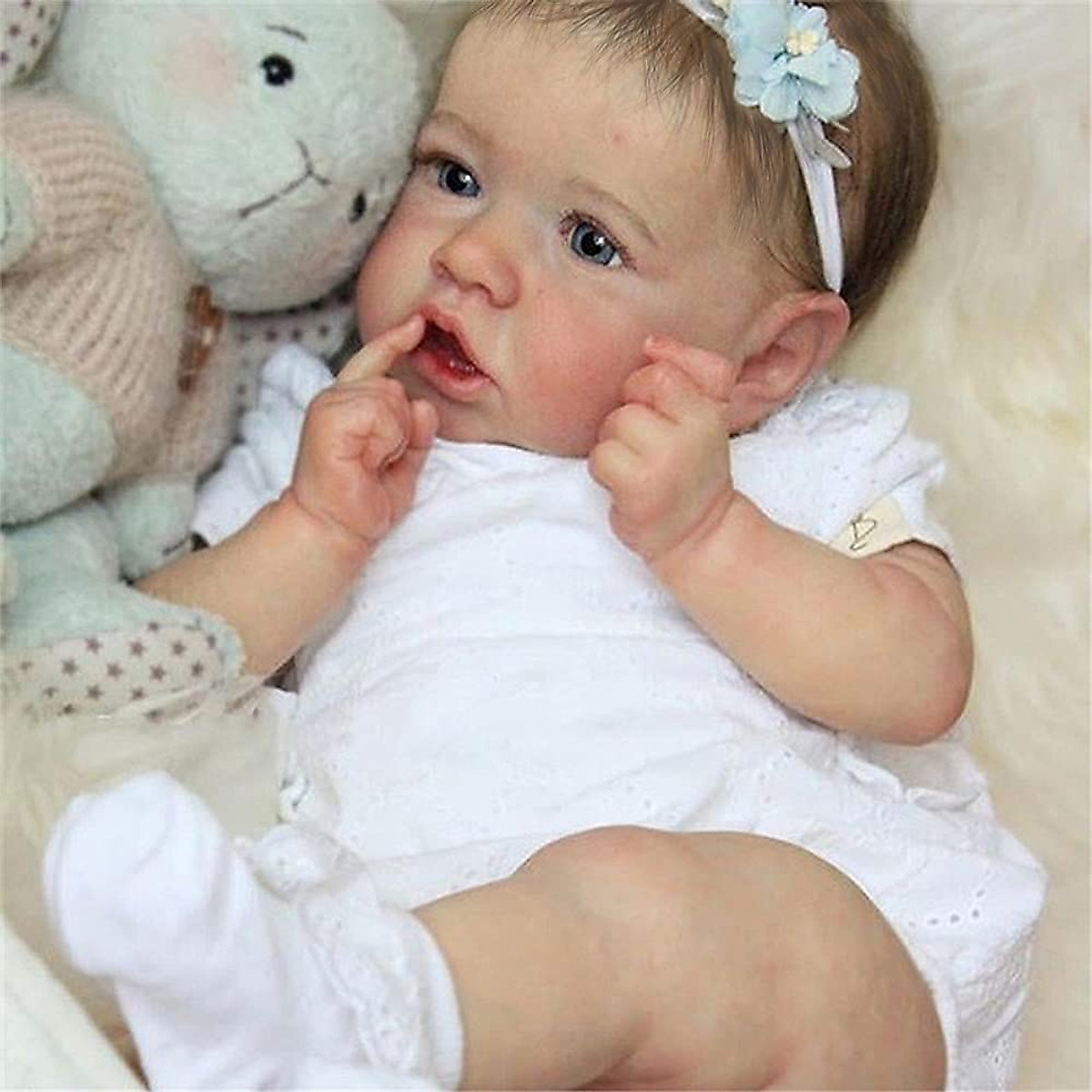 KSBD Reborn Baby Dolls Real Saskia Replica, 20 inch Newborn Girl Doll With Realistic Veins, Lifelike Handmade Vinyl with Weighted Cloth Body, Advanced Painted Gift Set for Kids Age 3+