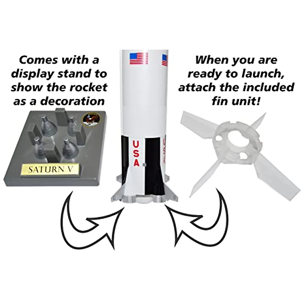 Estes Saturn V Model Rocket Starter Set - Includes Assembled Rocket, Launch Pad, Controller, Four AA Batteries, Recovery Wadding, and Three Engines White