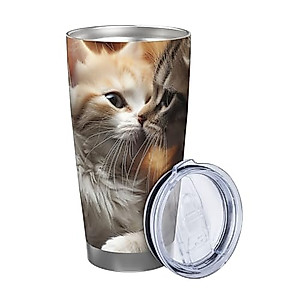 GDSHJKLW Cat Kiss Tumbler With Lid And Straw 20oz Stainless Steel Leakproof Travel Coffee Mug Double Wall Insulated Cup Gifts For Women Home Office