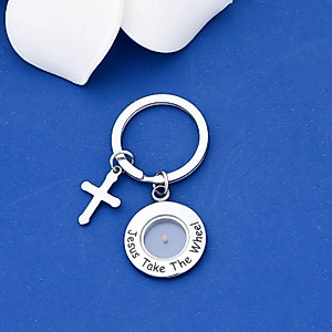 Zuo Bao Christian Gift Mustard Seed Keychain Inspirational Religious Bible Verse Jewelry Gift For Woman Men (Jesus Take K-S)