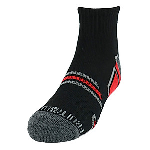 Fruit of the Loom Boys' 6-Pair Half Cushion Ankle Socks (Large (Shoe 3-9), Black 1)