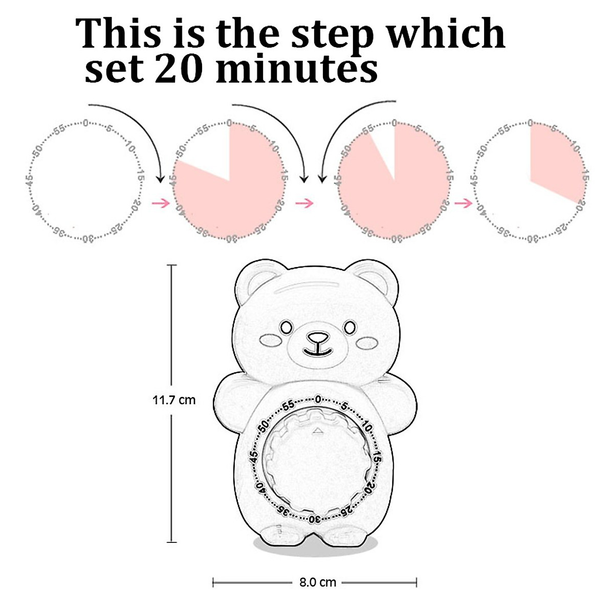 Golandstar Cute Cartoon Bear Timers 60 Minutes Mechanical Kitchen Cooking Timer Clock Loud Alarm Counters Manual Timer (Brown)