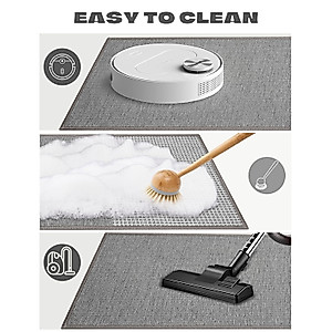 Hargiis Kitchen Mat 2PCS, Rubber Non-Skid Kitchen Rugs Washable, Absorbent Runner Mat for Floor, Machine Washable Mats for in Front of Sink, Door, Laundry, Entrance, Home (Grey, 47"×17"+32"×17")