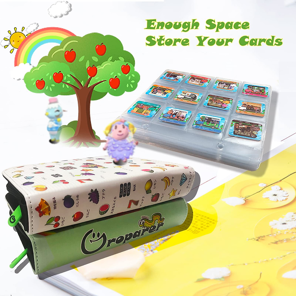 120 Pockets Extra Expansion Binder Sleeves for Animal Crossing Mini Cards Binder, ACNH NFC Tag Game Mini Cards Binder Sleeves 10 Packs