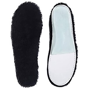 ABUSA Black Sheepskin Insoles Women's Premium Think Wool Fur Fleece Inserts Cozy & Fluffy 9