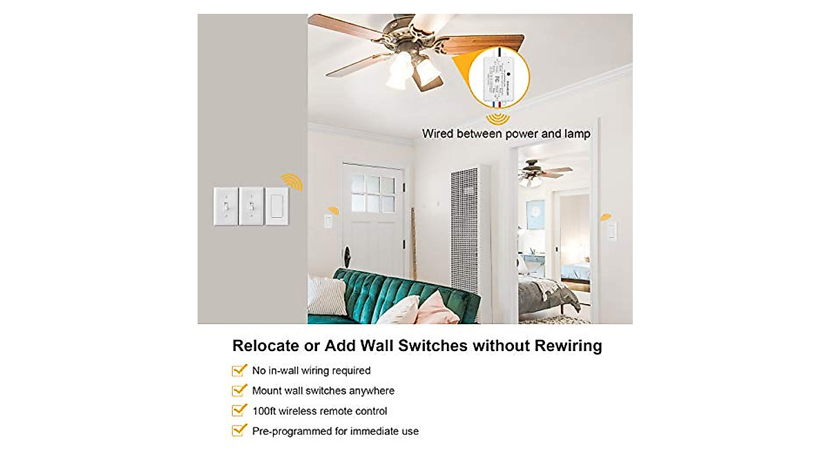 Suraielec 3 Way Wireless Light Switch - Easy Installation Kit