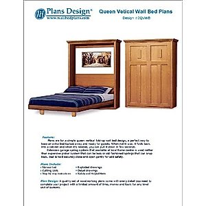 Plans Design Murphy Craftsman Vertical Queen Size Wall / Murphy Bed Woodworking 2QVWB