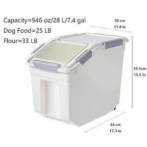 LISM 2 Pack Dog Food Storage Container with Scoop,Large Airtight Pet Dog Food Bin,Container for Dog Treats Rice,Dog Cat Dry Food Bin,Baking Supplies,Flour,Rice,Kitchen Pantry Cereal(25 LB)