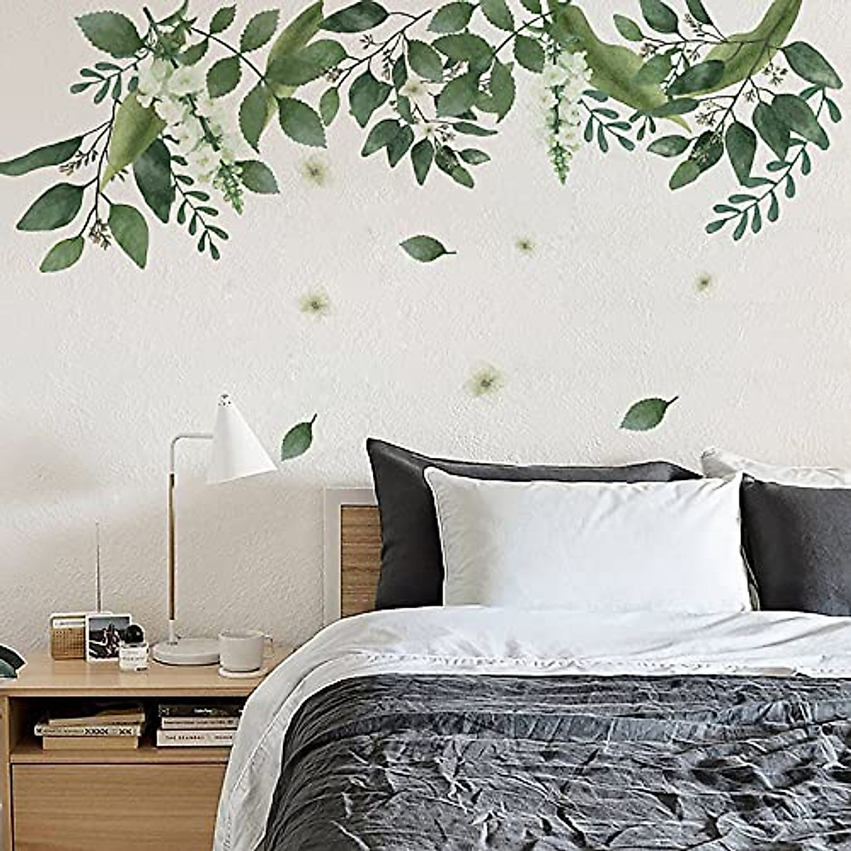 Hanging Green Vine Wall Decals, IVIOOO Eucalyptus Leaves Plants Wall Stickers for Kid Bedroom, Creative Removable Peel and Stick Wall Sticker Art Murals Living Room Sofa TV Background Wall Art Decor