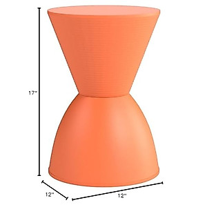 Modway Haste Contemporary Modern Hourglass Accent Stool in Orange