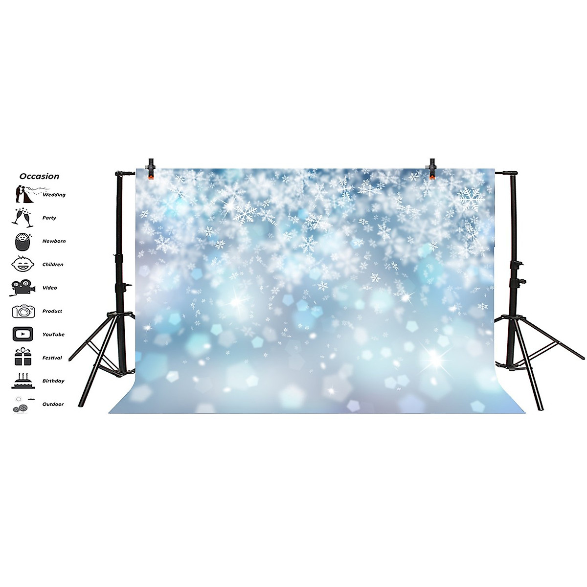LFEEY 9x6ft Falling Snowflake Portrait Backdrops for Photography Winter Ice Snow Flakes Photo Shoot Newborn Kids Baby Adults Wedding Photo Background Vinyl Photo Booth Props